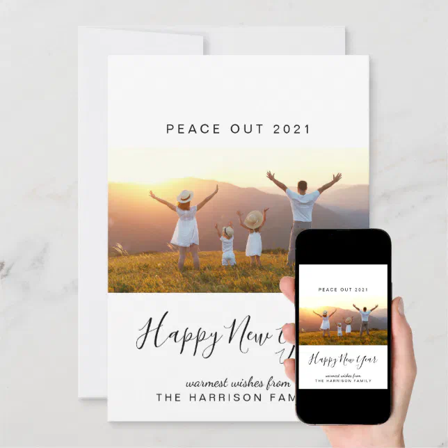 New Year Peace Out 2021 Photos Holiday Card | Zazzle
