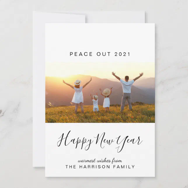 New Year Peace Out 2021 Photos Holiday Card | Zazzle