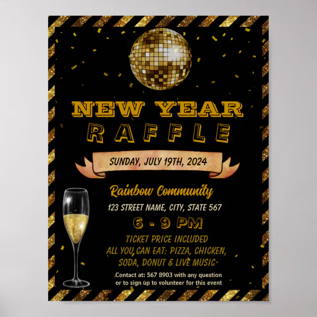 New Year Raffle event template Poster | Zazzle
