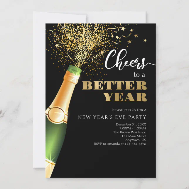 New Year's 2020-2021 Cheers To A Better Year Invitation | Zazzle
