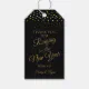 New Years Black and Gold Glitter Wedding Thank You Gift Tags | Zazzle