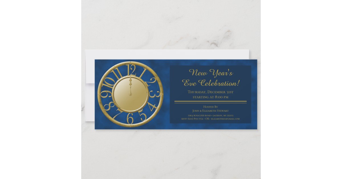 New Years Clock Countdown Invitation | Zazzle