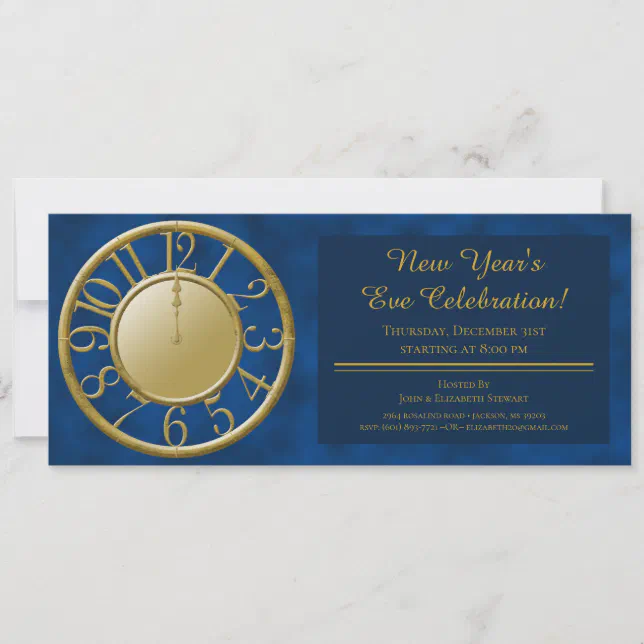 New Years Clock Countdown Invitation | Zazzle