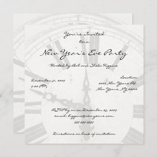 New Year's Countdown Clock Party Invitations | Zazzle