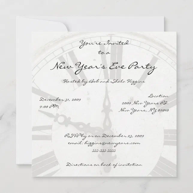 New Year's Countdown Clock Party Invitations | Zazzle