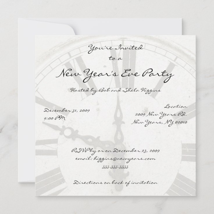 New Year's Countdown Clock Party Invitations | Zazzle