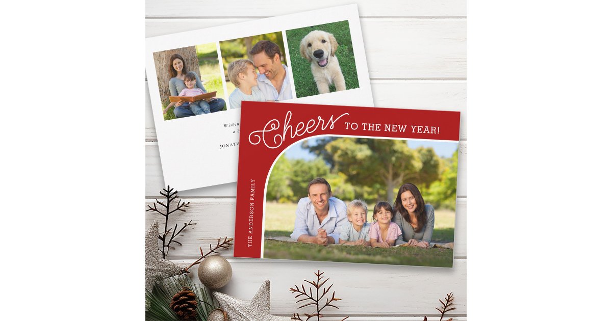 New Years Elegant Cheers Photo Holiday Card | Zazzle