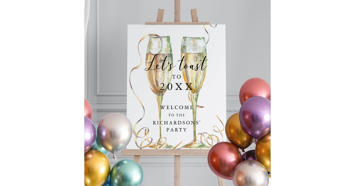 New Year's Eve Champagne Party Welcome Sign | Zazzle