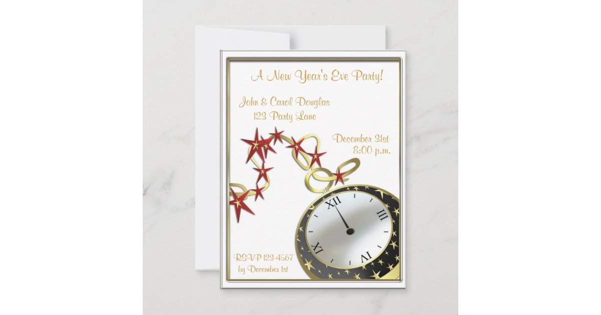 New Year's Eve Clock Invitation | Zazzle