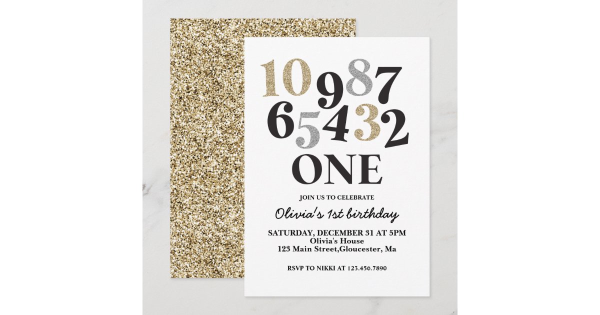New Years Eve Countdown First Birthday Invitation | Zazzle