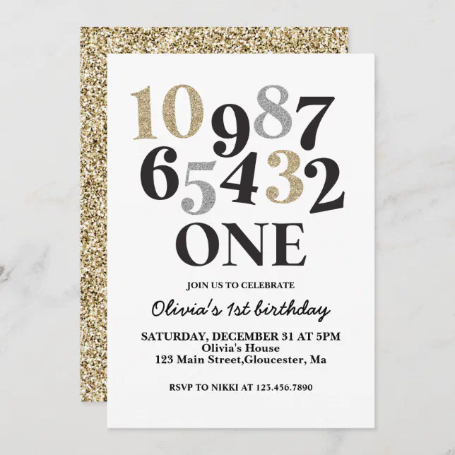 New Years Eve Countdown First Birthday Invitation | Zazzle