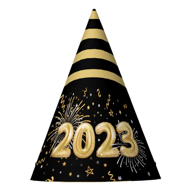 New Year's Eve Party Gold Black 2023 Party Hat | Zazzle