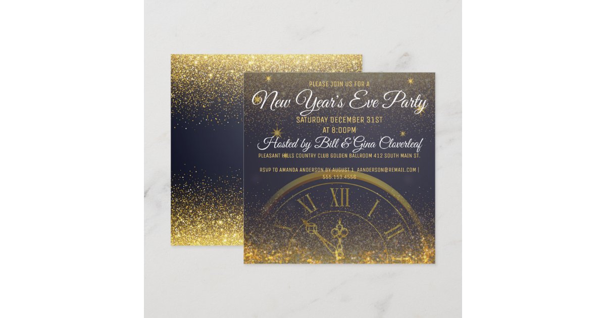 New Year's Eve Party Luxury midnight Invitation | Zazzle
