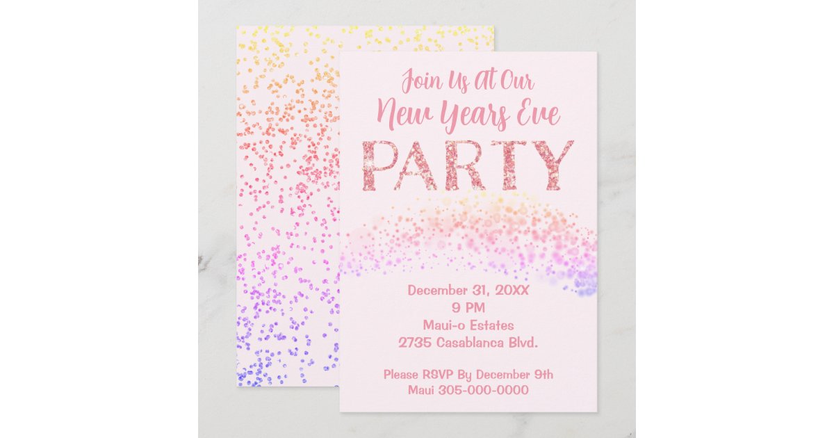 New Years Eve Party Pink Theme Invitation | Zazzle