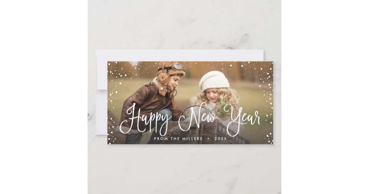 New Years Holidays Snow Photo Holiday Card | Zazzle