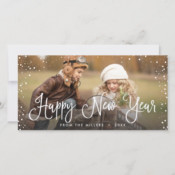 New Years Holidays Snow Photo Holiday Card | Zazzle