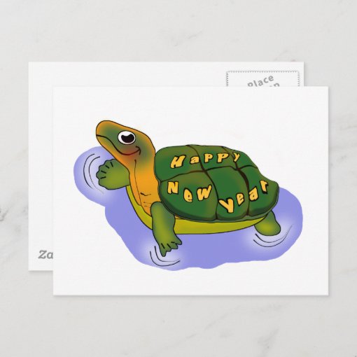 New Years Turtle Holiday Postcard | Zazzle