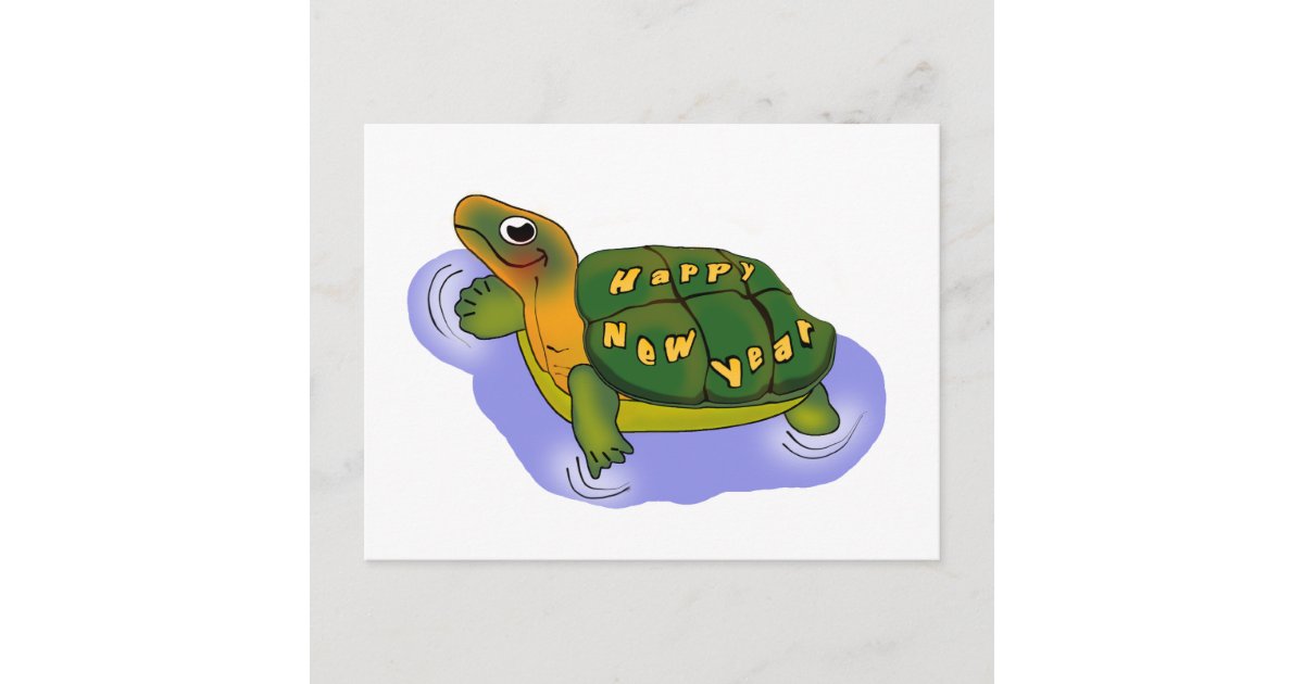 New Years Turtle Holiday Postcard | Zazzle