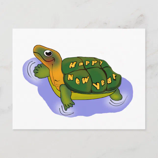 New Years Turtle Holiday Postcard | Zazzle