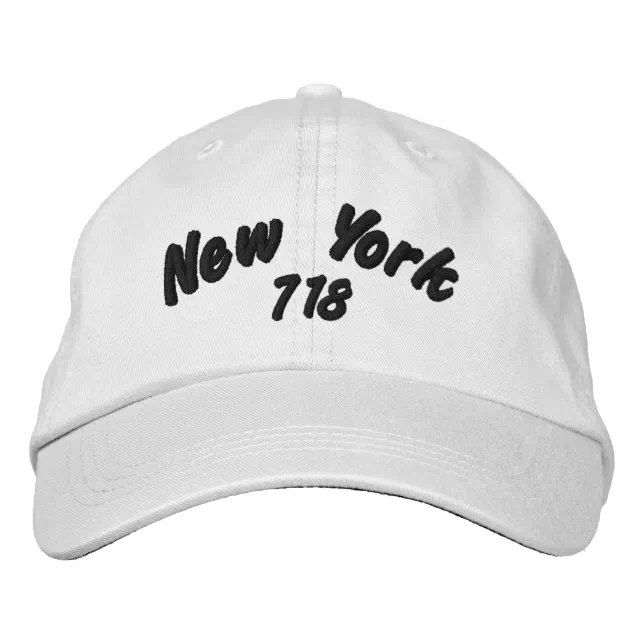New York 718 area code. Embroidered Baseball Hat | Zazzle