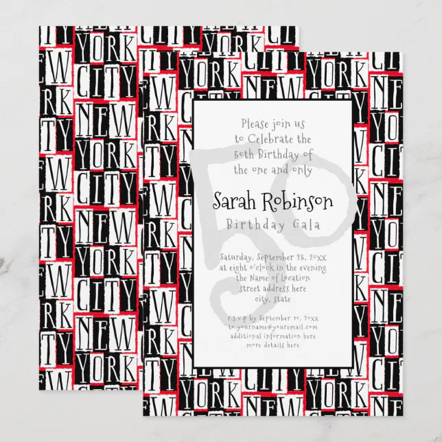 New York City 50th Birthday Party Manhattan Chic Invitation | Zazzle