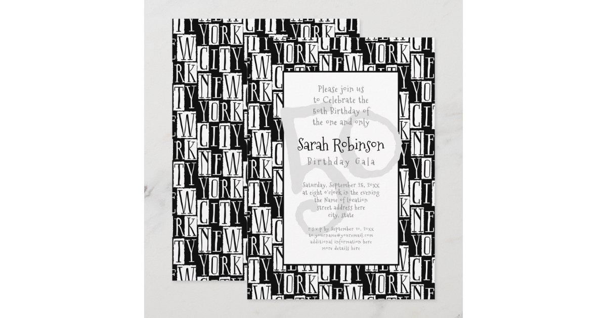 New York City 50th Birthday Party Manhattan Style Invitation | Zazzle