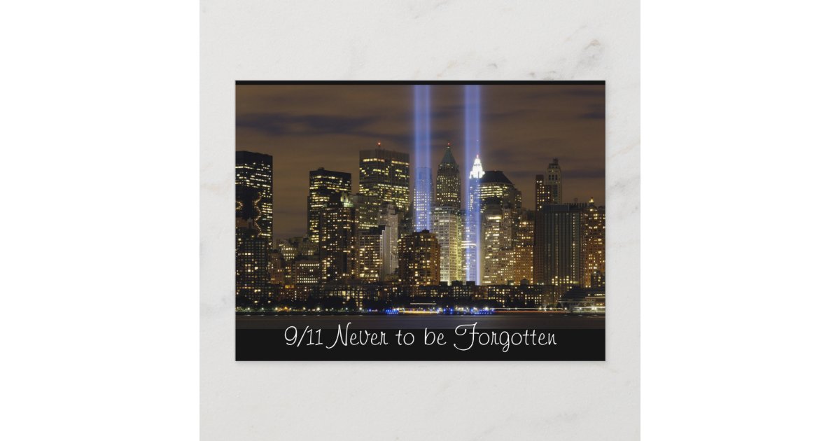 "New York City" 9/11 Tribute with Lights Postcard | Zazzle