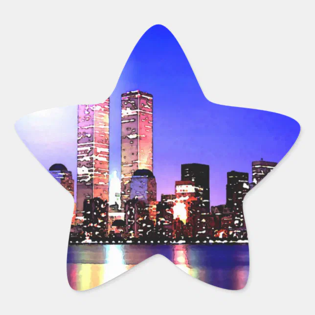 New York City at Night Star Sticker | Zazzle