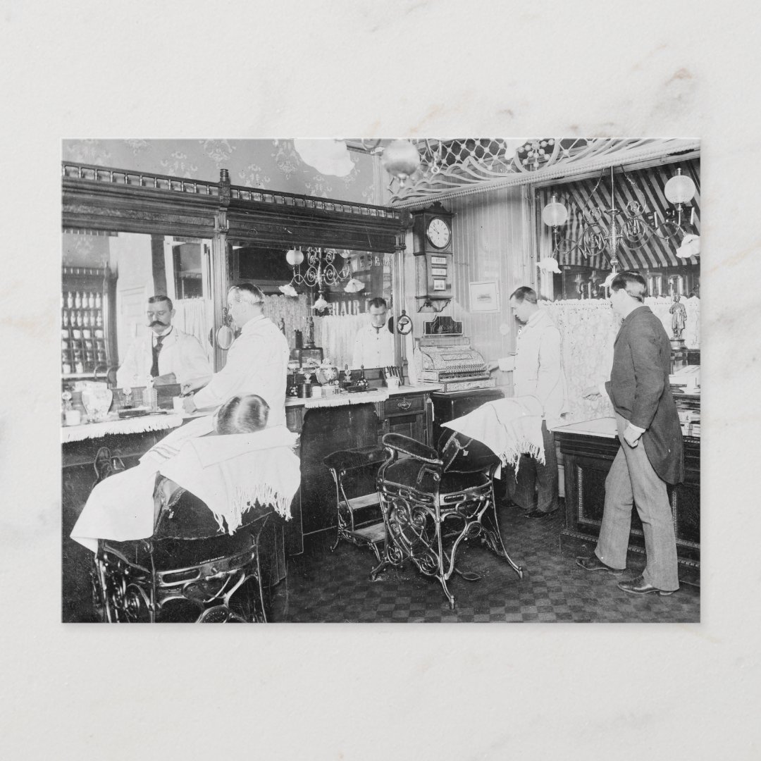 New York City Barber Shop, 1895 Postcard | Zazzle
