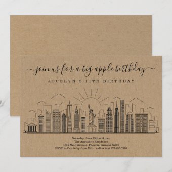 New York City Big Birthday Apple Party Invitation | Zazzle