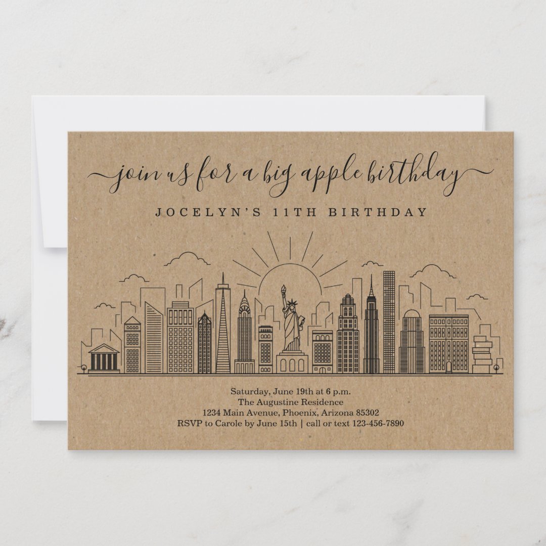 New York City Big Birthday Apple Party Invitation | Zazzle