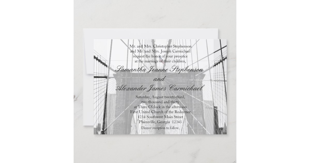 New York City Brooklyn Bridge Wedding Invitation | Zazzle