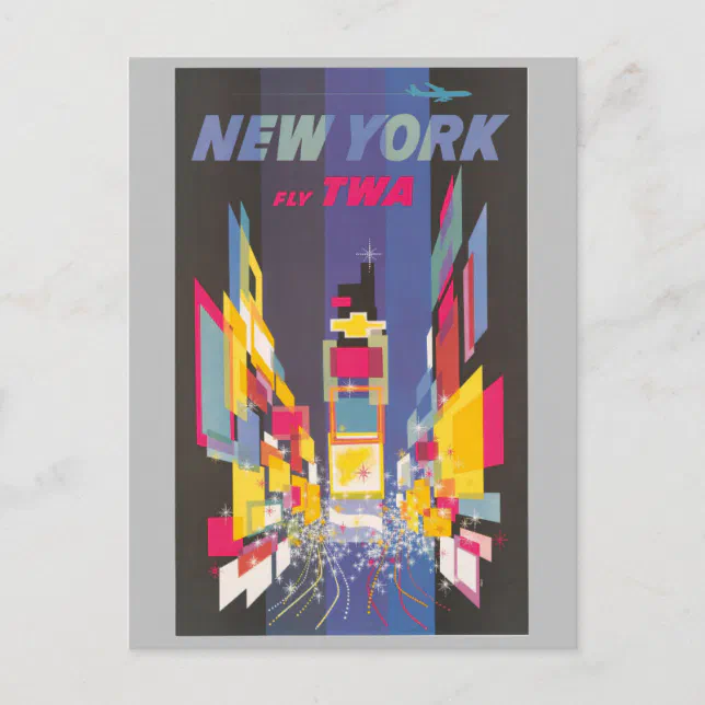 New York City Colorful Times Square Travel Poster Postcard | Zazzle