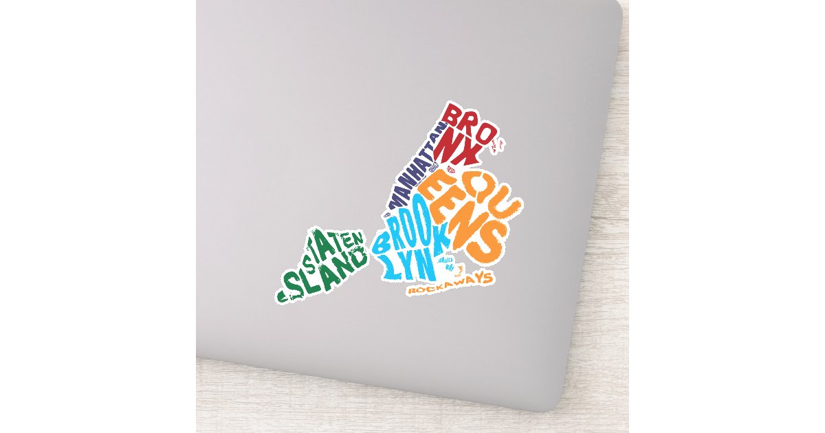 New York City Five Boroughs Word Art Map Sticker | Zazzle