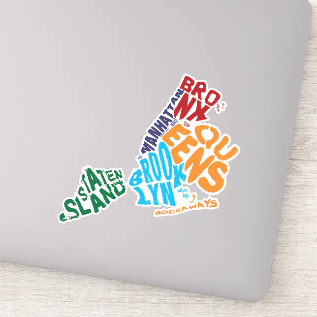 New York City Five Boroughs Word Art Map Sticker | Zazzle