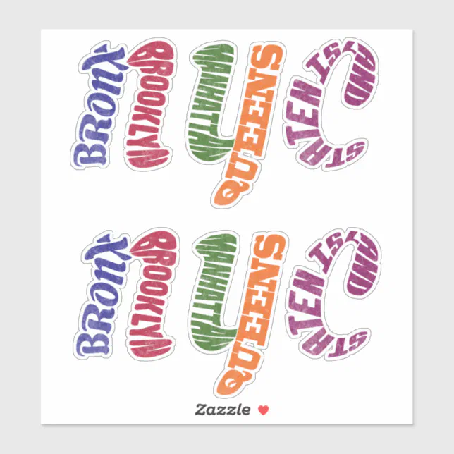 New York City Five Boroughs Word Art Sticker Sheet | Zazzle