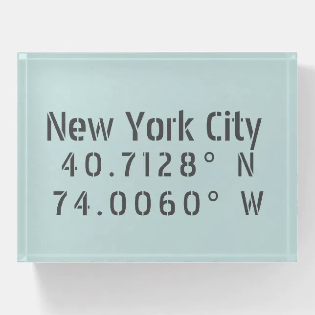 New York City Latitude Longitude Paperweight | Zazzle