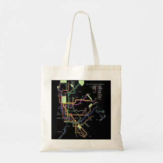 New York City Metro Subway Map Art I Heart NY Souv Tote Bag | Zazzle