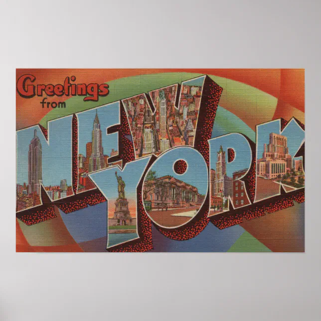 New York City, New York - Large Letter Scenes Poster | Zazzle