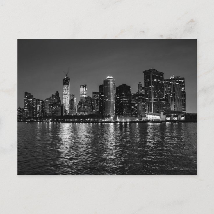 New York City Night Skyline Postcard | Zazzle