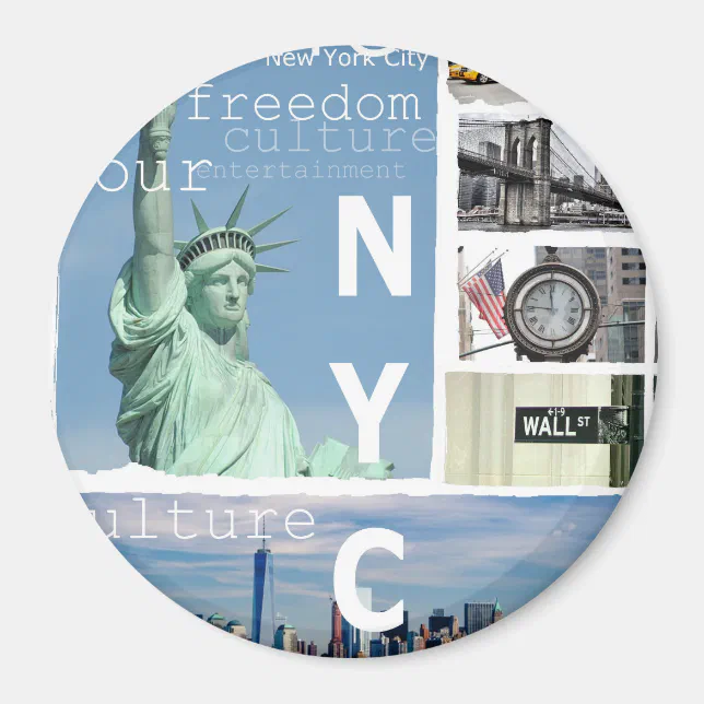 New York City Nyc Elegant Modern Template Circle Magnet | Zazzle