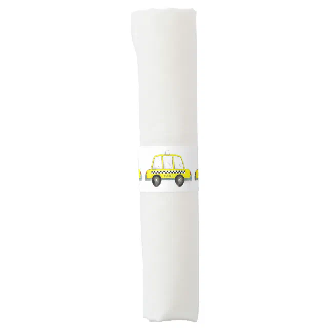 New York City NYC Yellow Checkered Taxi Cab Car Napkin Bands | Zazzle