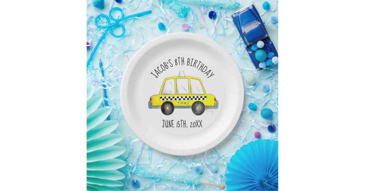 New York City NYC Yellow Taxi Cab Birthday Party Paper Plates | Zazzle