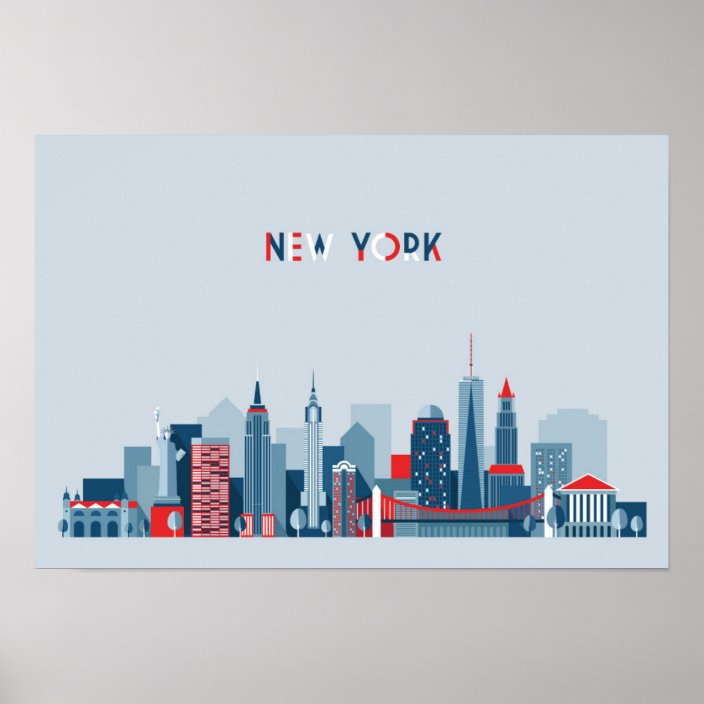 New York City | Red, White and Blue Poster | Zazzle.com