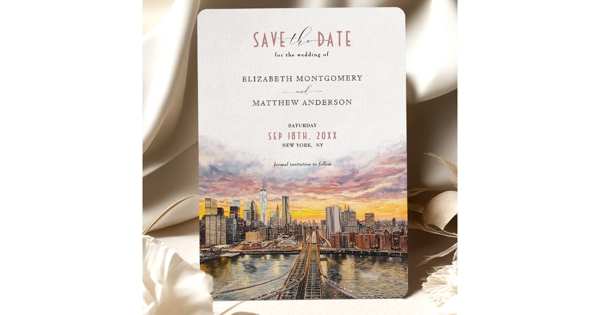 New York City Save-the-Date Brooklyn Bridge Invitation | Zazzle