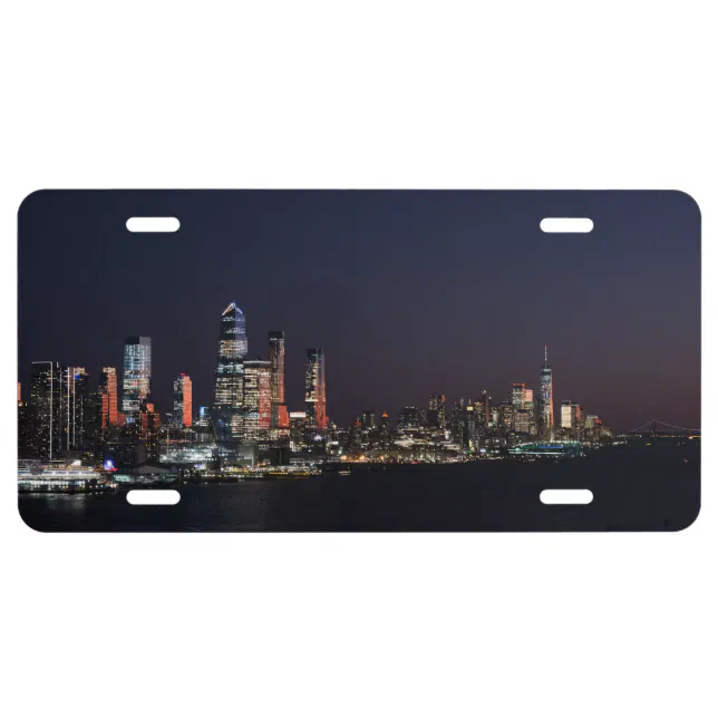 New York City Skyline At Night License Plate | Zazzle