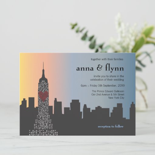 New York City Skyline Cityscape Wedding Invitation | Zazzle