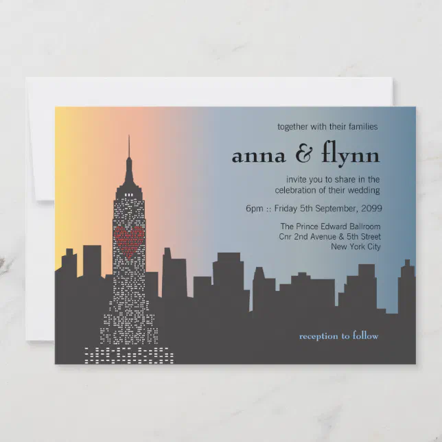New York City Skyline Cityscape Wedding Invitation | Zazzle