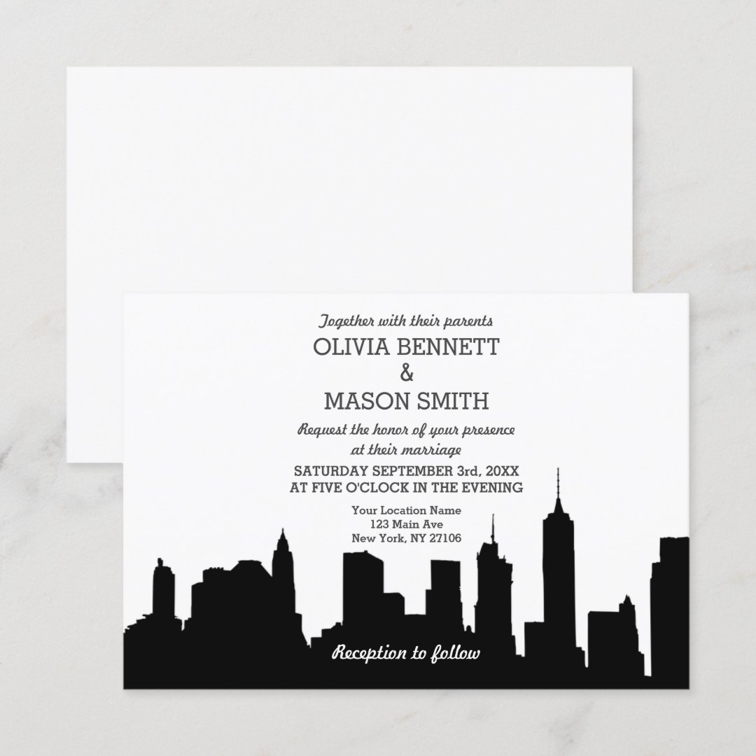 New York City Skyline Cityscape Wedding Invitation | Zazzle