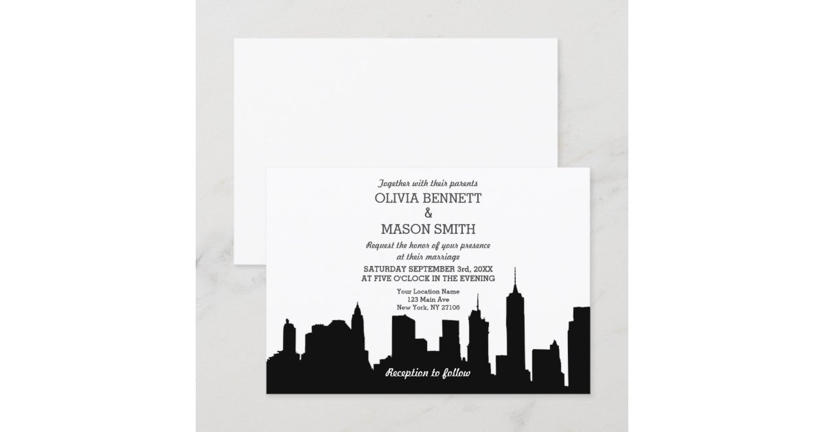 New York City Skyline Cityscape Wedding Invitation | Zazzle